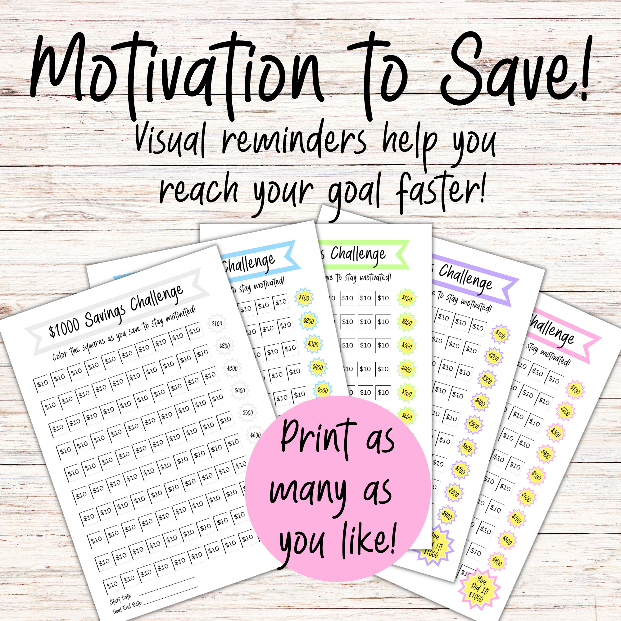 1000 Savings Challenge, Money Savings Tracker, Save 1k, 1k Savings ...