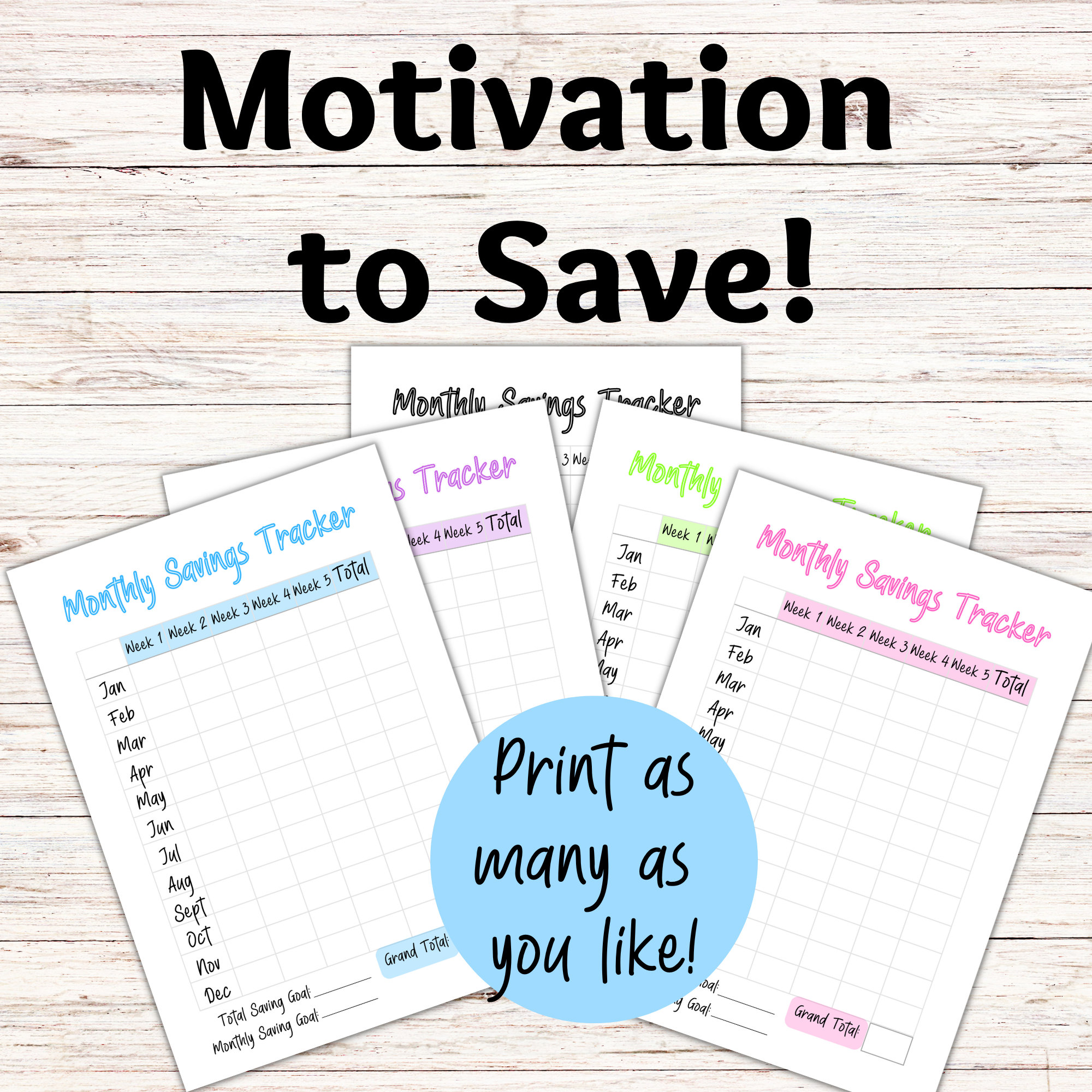 Monthly Savings Tracker, Printable PDF, Monthly Savings Challenges ...
