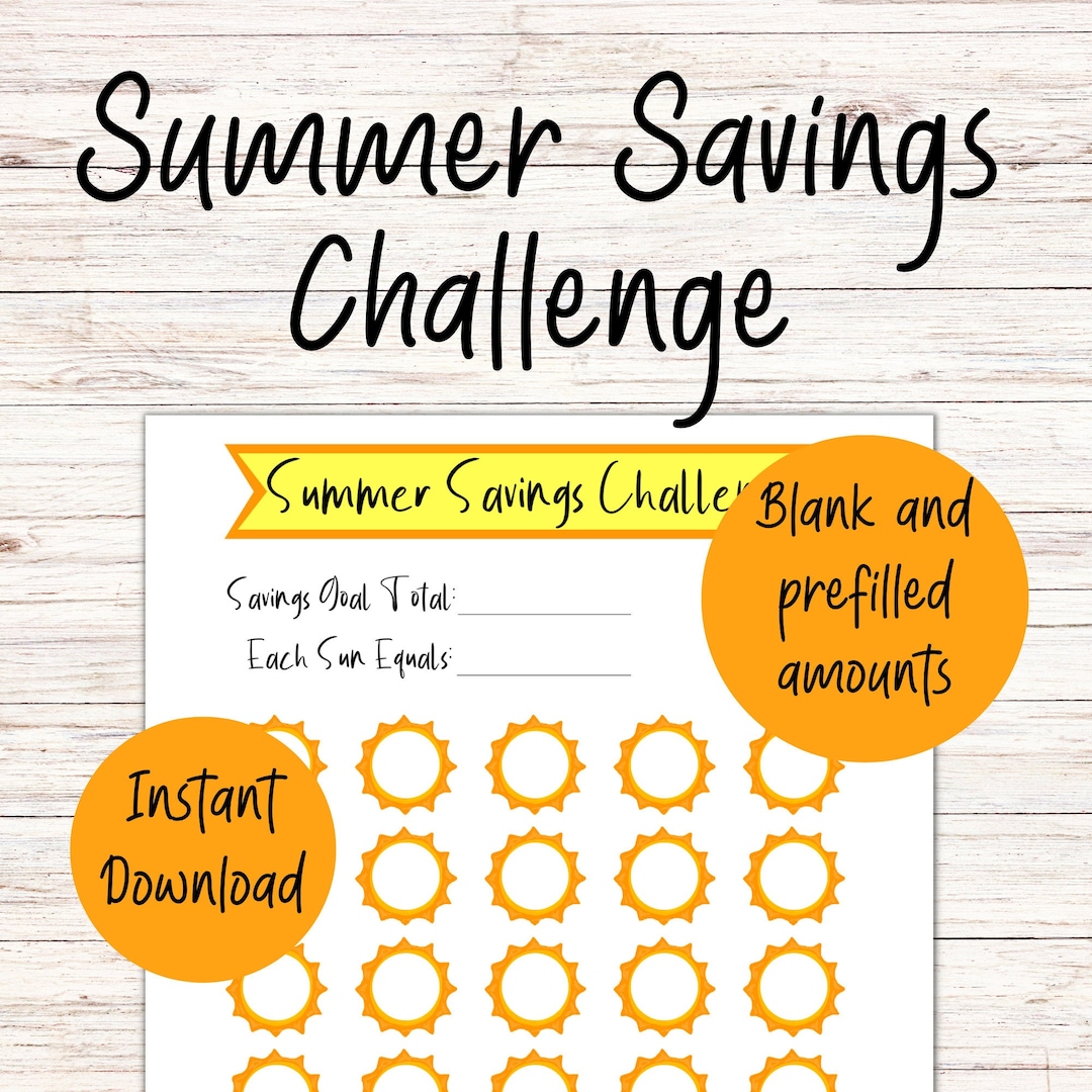 Summer Savings Challenge, Vacation Savings Tracker, Holiday Saving ...