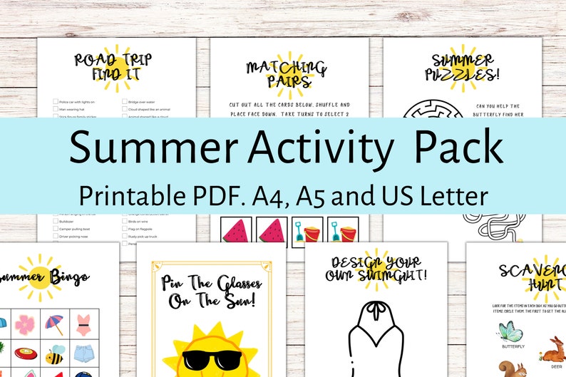 Summer Printable Activities for Children, Summer Vacation Activity Pack ...