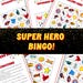 Superhero Bingo for Kids, Superhero Activities and Games for Children ...