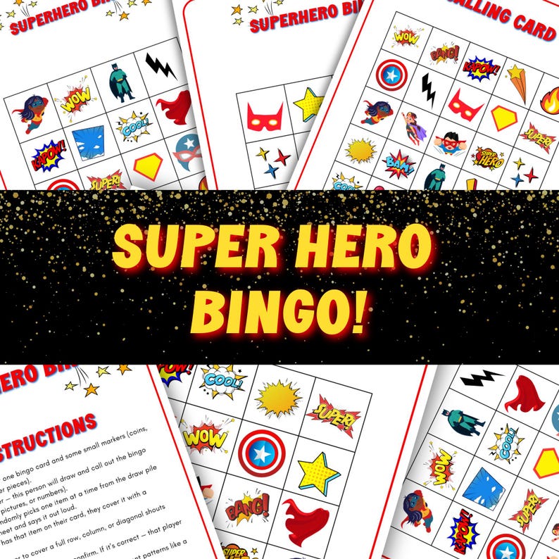 Superhero Bingo for Kids, Superhero Activities and Games for Children ...
