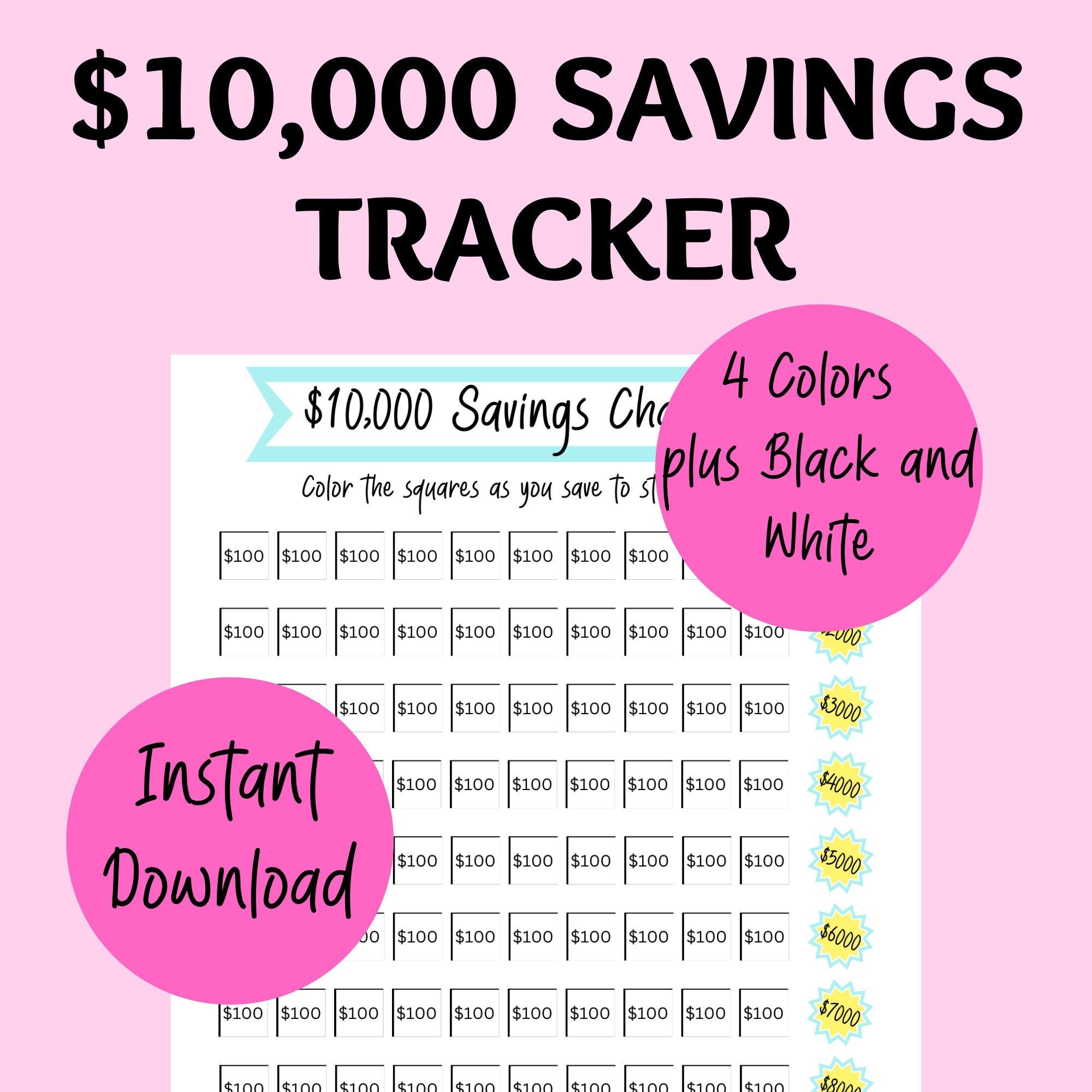 10k Savings Challenge, Save 10000, 10k Saving Tracker, Savings Planner ...