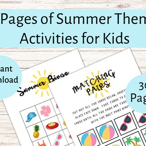 Summer Printable Activities for Children, Summer Vacation Activity Pack ...