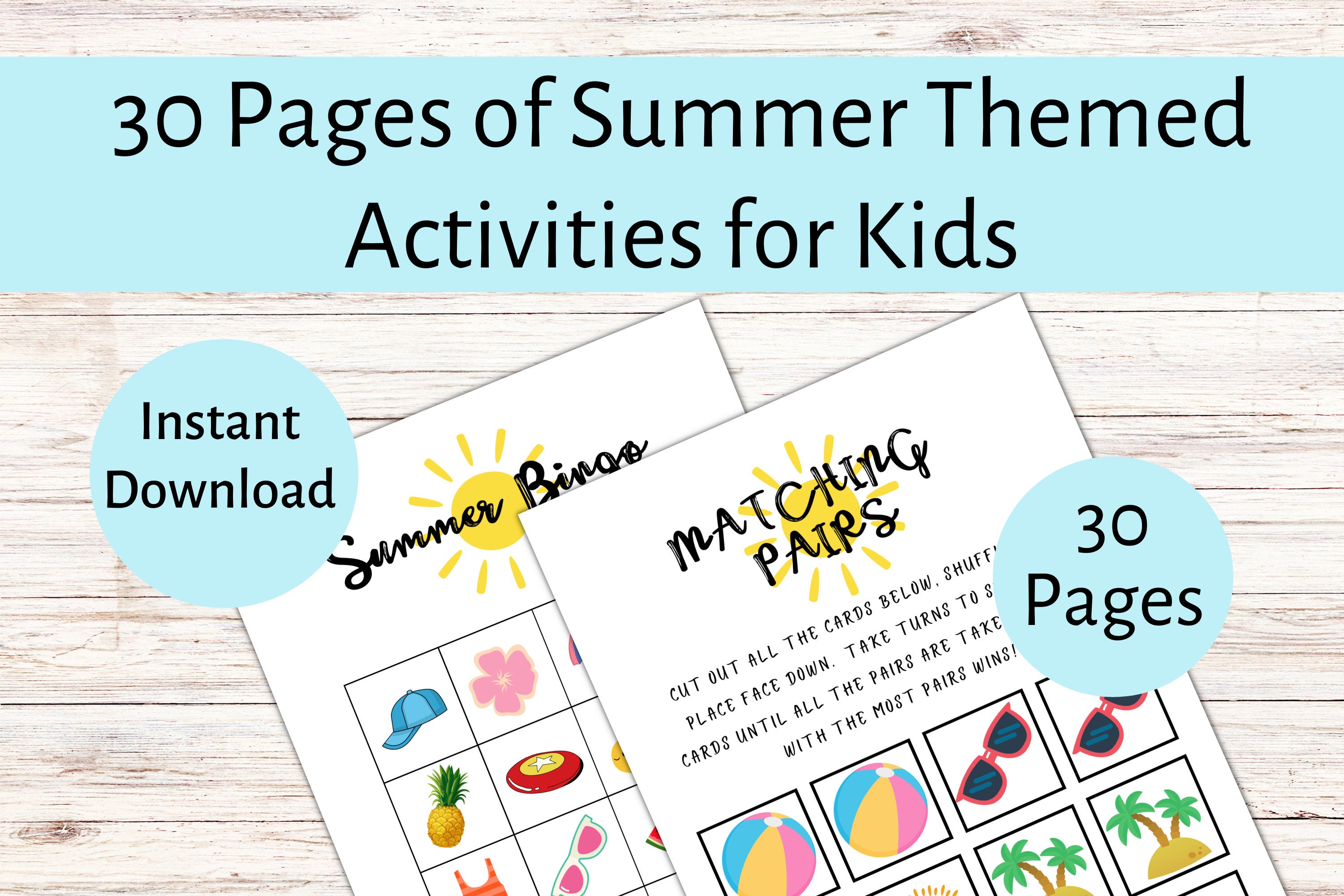 Summer Printable Activities for Children, Summer Vacation Activity Pack ...