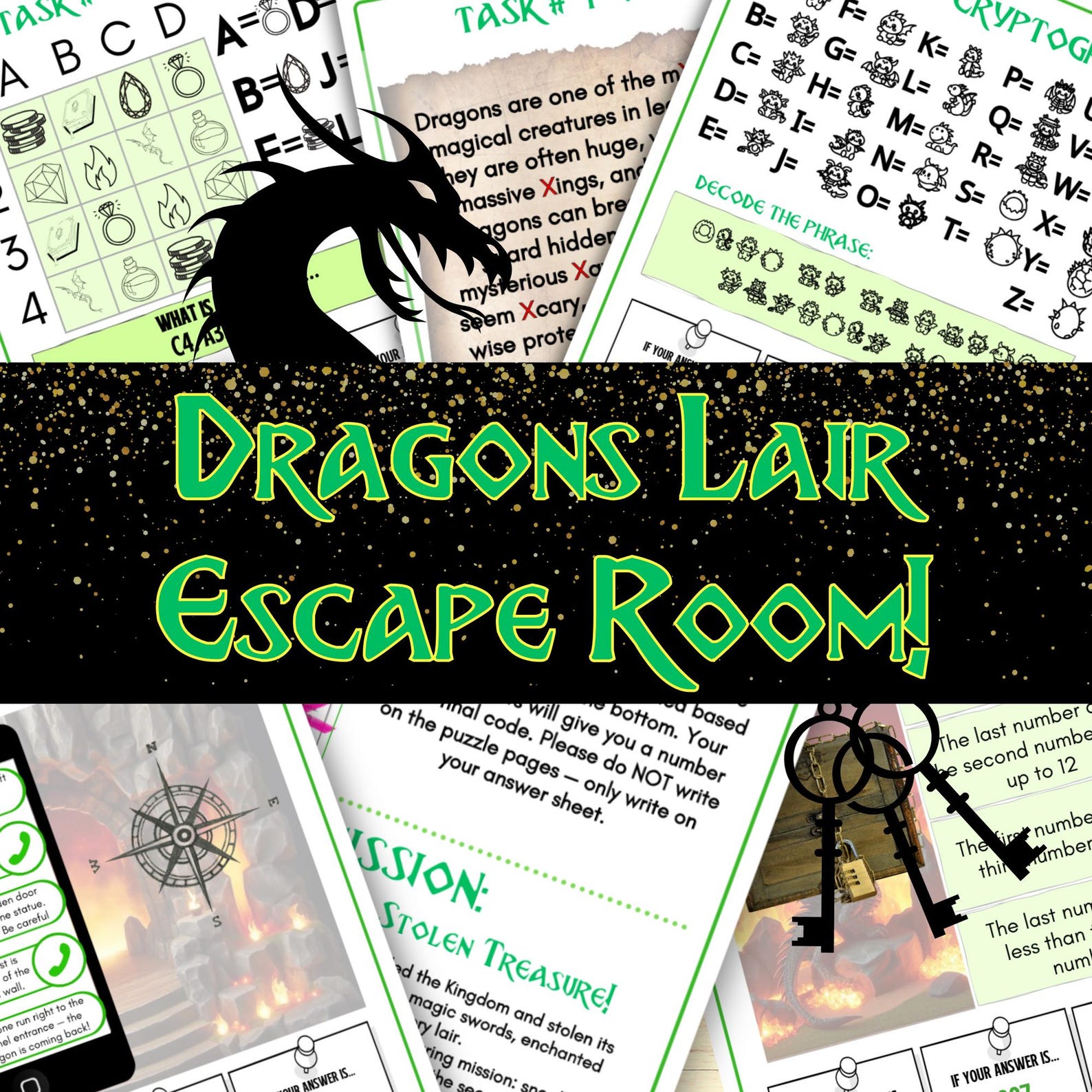 Dragons Lair Escape Room for Kids, Dragon Quest Activities for Children ...