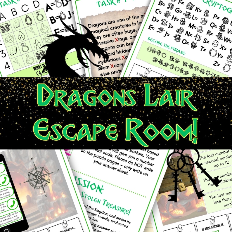 Dragons Lair Escape Room for Kids, Dragon Quest Activities for Children ...