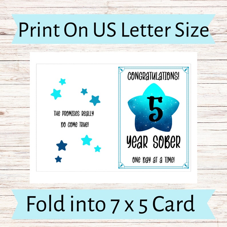 5 Years Sober Card, Congratulations on Five Years Sobriety, Recovery ...
