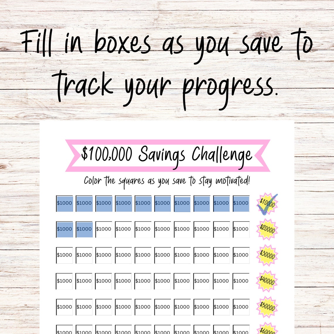 100k Savings Challenge, 100000 Saving Tracker, Save 100k, Printable ...