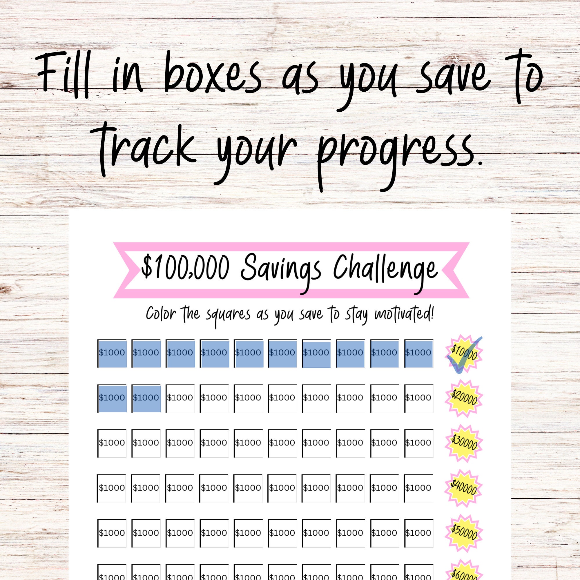 100k Savings Challenge, 100000 Saving Tracker, Save 100k, Printable ...