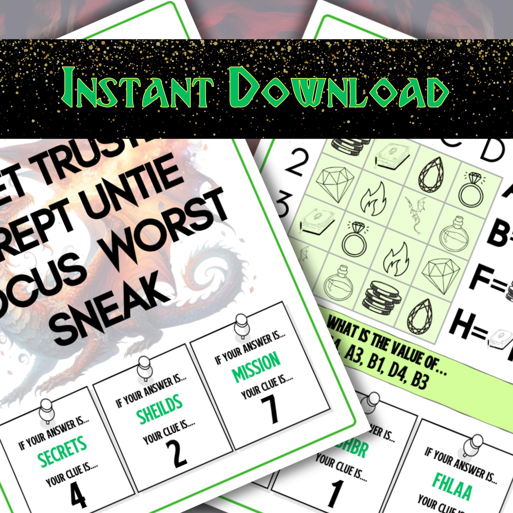 Dragons Lair Escape Room for Kids, Dragon Quest Activities for Children ...