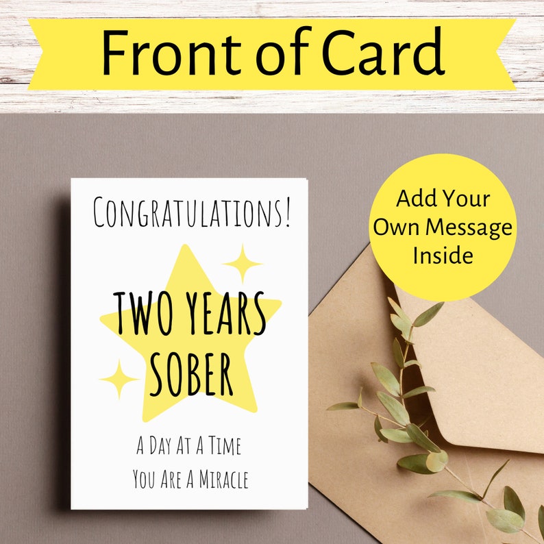 2 Years Sober Card, Congratulations on Two Years Sobriety, Recovery ...