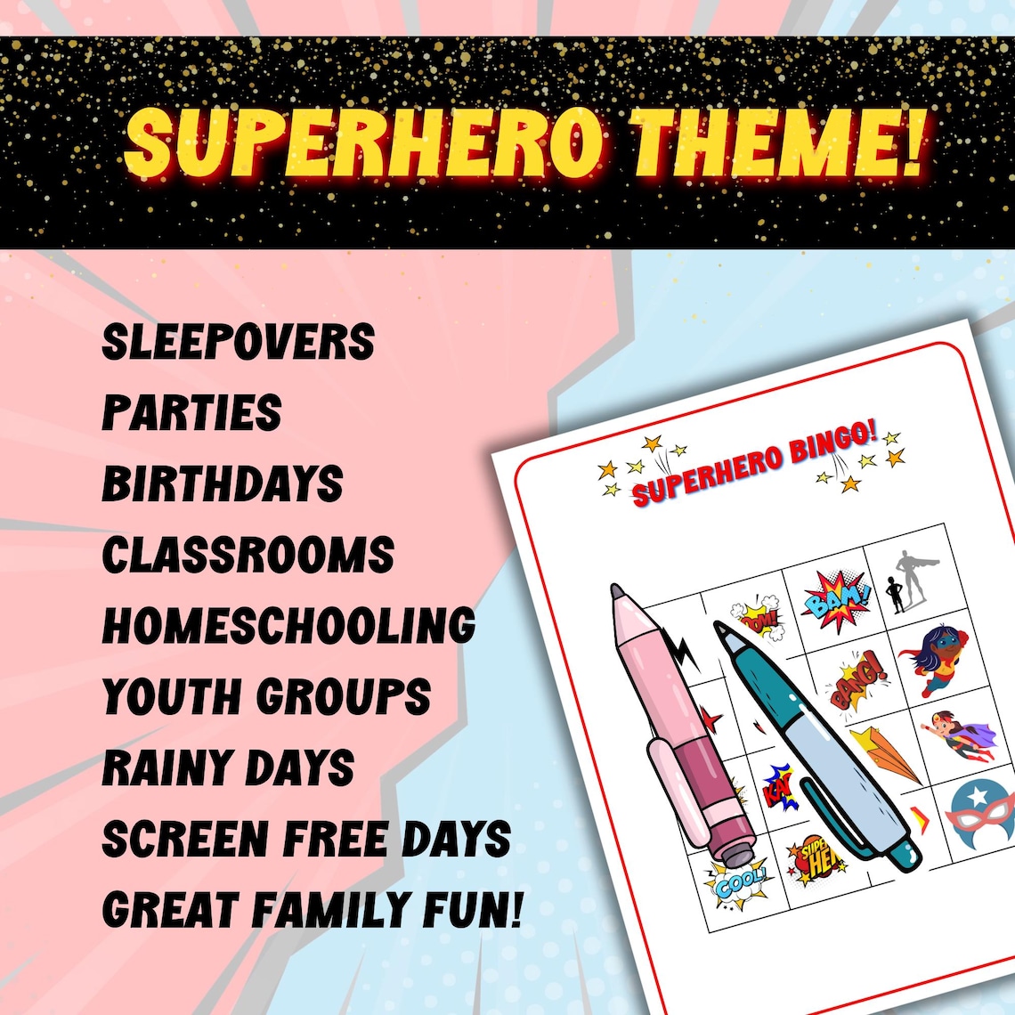 Superhero Bingo for Kids, Superhero Activities and Games for Children ...