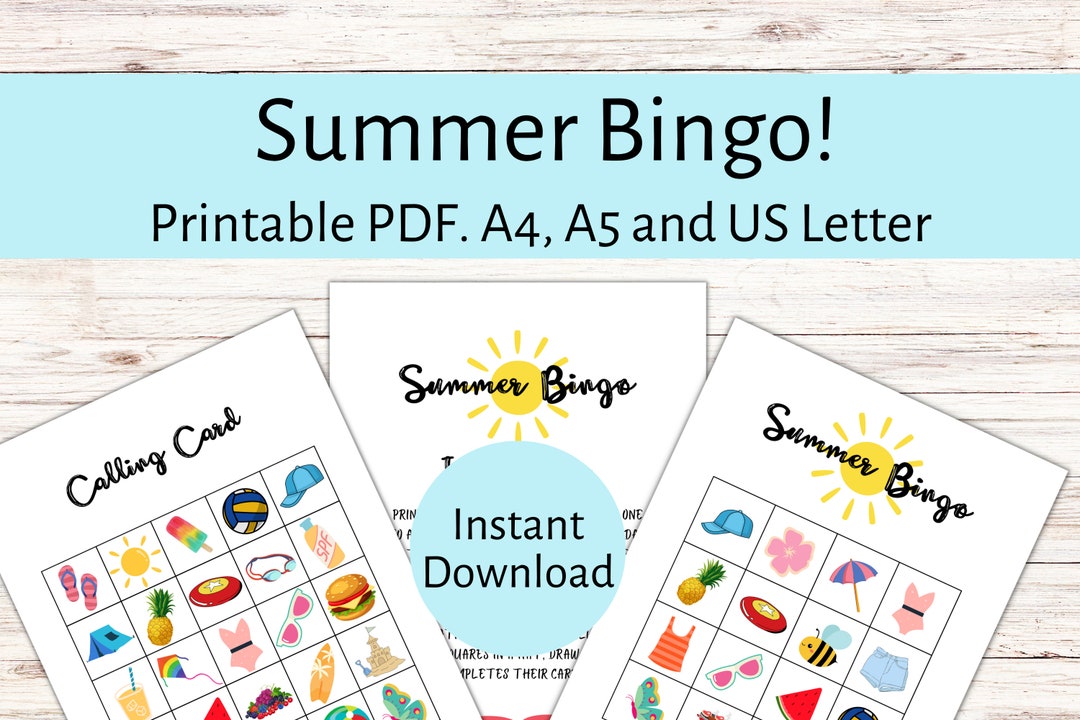 Summer Bingo Cards, Printable Summer Activities, Vacation Games, Family ...