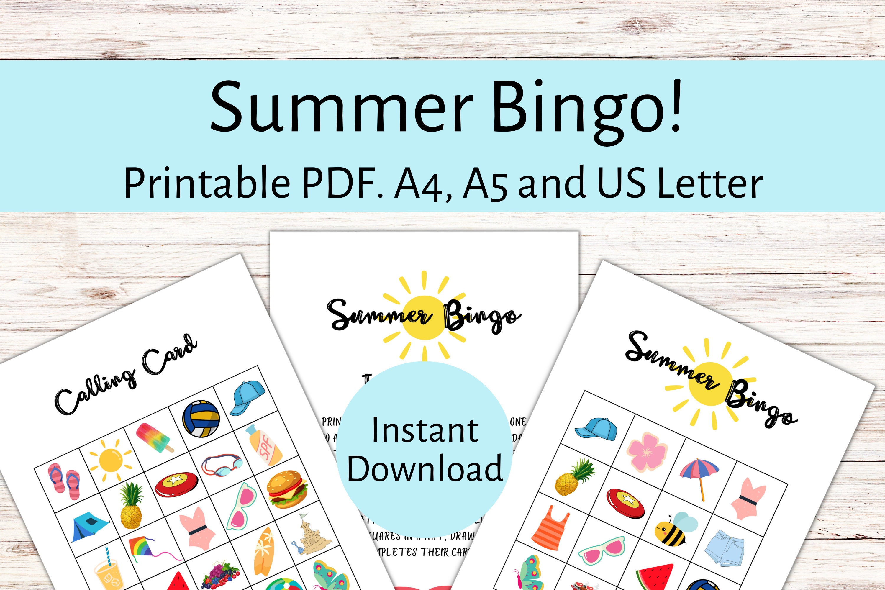 Summer Bingo Cards, Printable Summer Activities, Vacation Games, Family ...