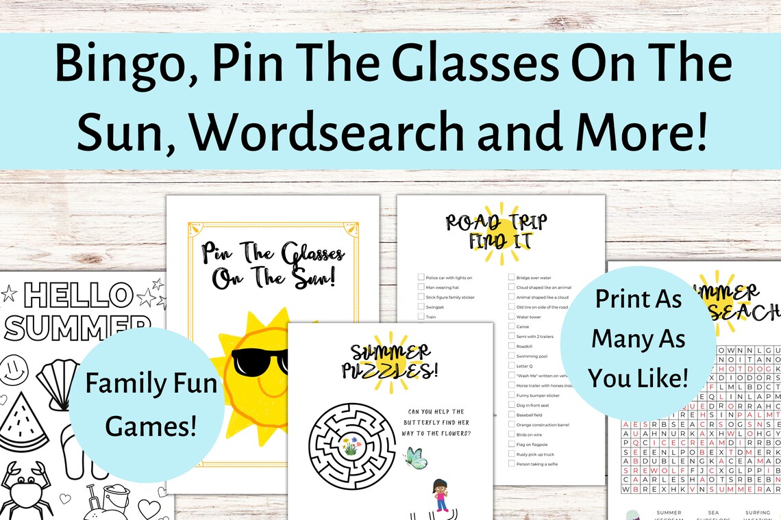 Summer Printable Activities for Children, Summer Vacation Activity Pack ...