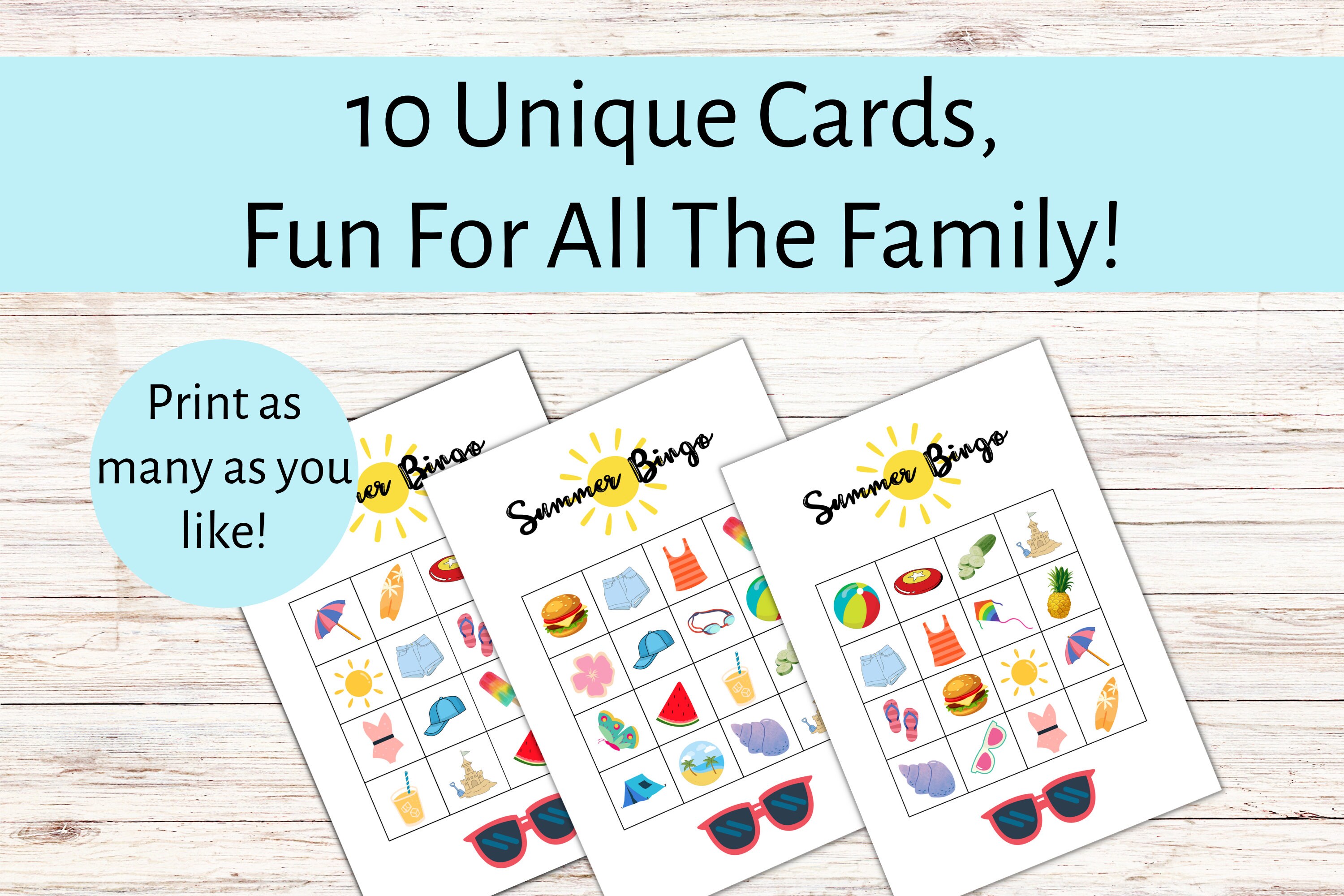 Summer Bingo Cards, Printable Summer Activities, Vacation Games, Family ...