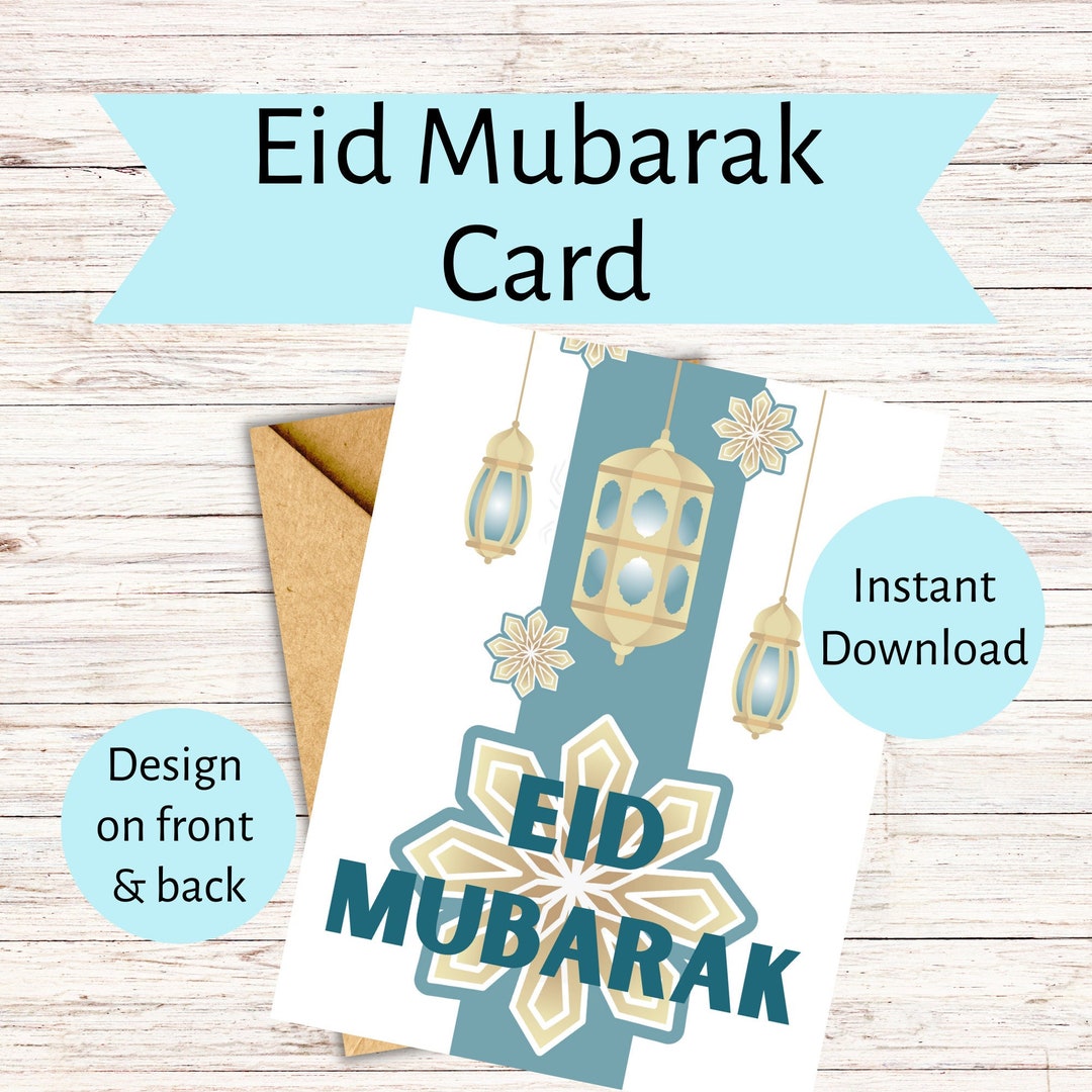 Eid Mubarak Card, Eid Greeting Card Printable, Last Minute Eid Gifts ...
