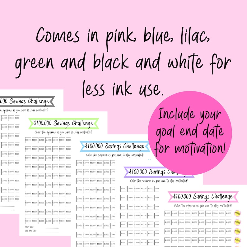100000 Savings Tracker, Printable Savings Challenge, Save 100k, Money ...