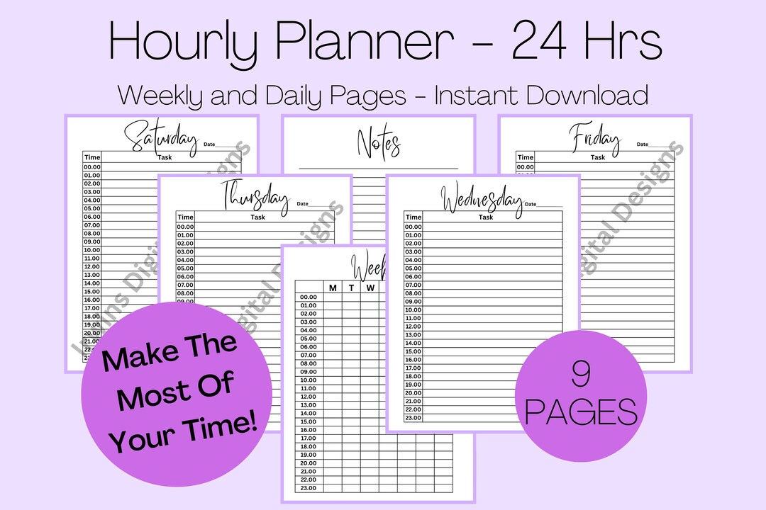 Printable Hourly Planner, Hourly Schedule, Weekly Planner by the Hour ...