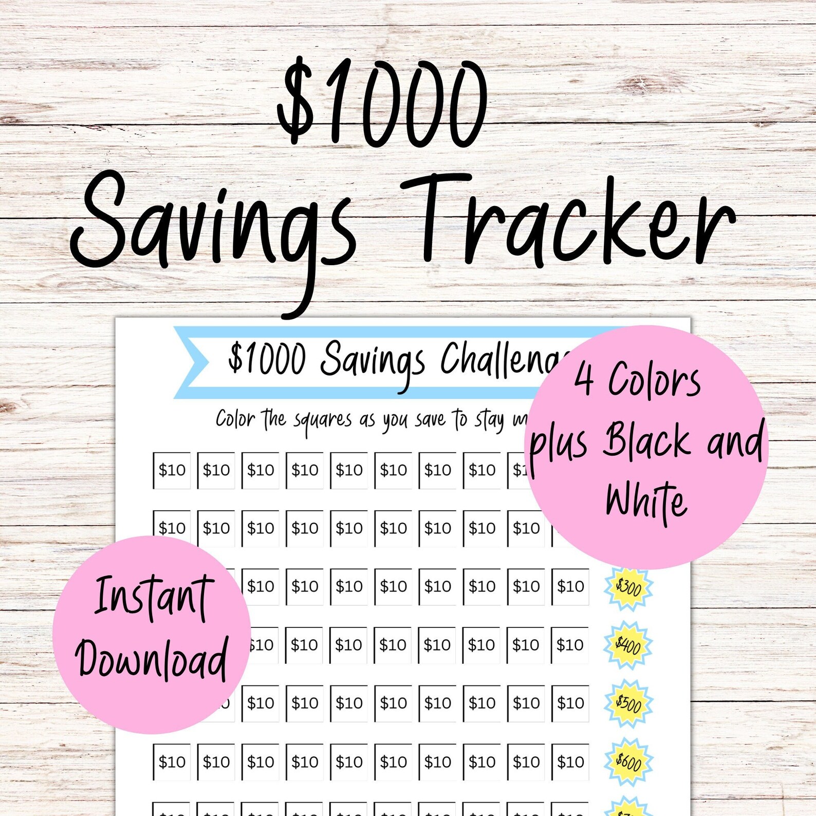1000 Savings Challenge, Money Savings Tracker, Save 1k, 1k Savings ...