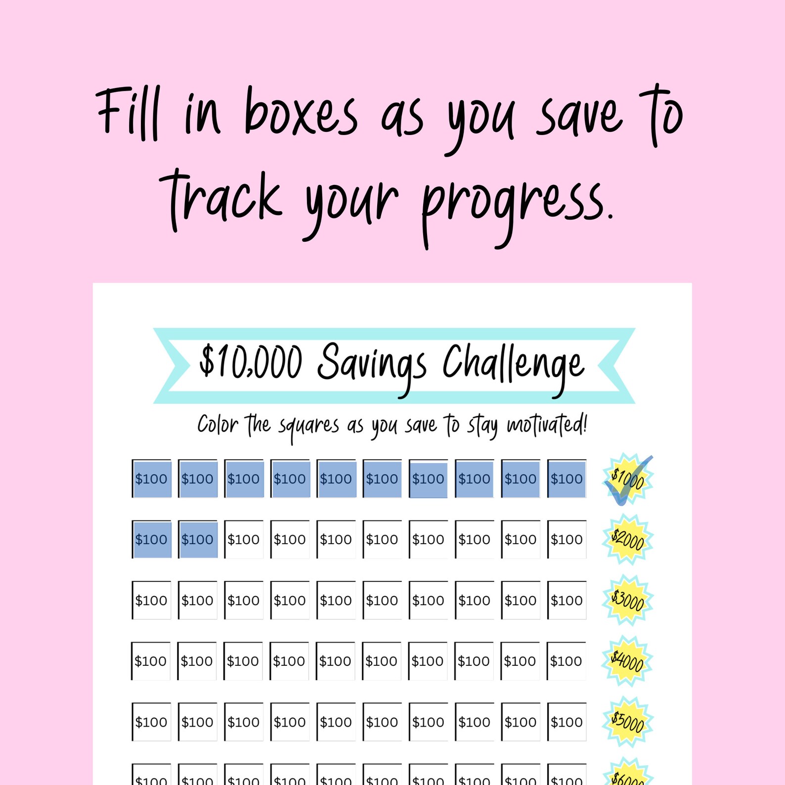 10k Savings Challenge, Save 10000, 10k Saving Tracker, Savings Planner ...