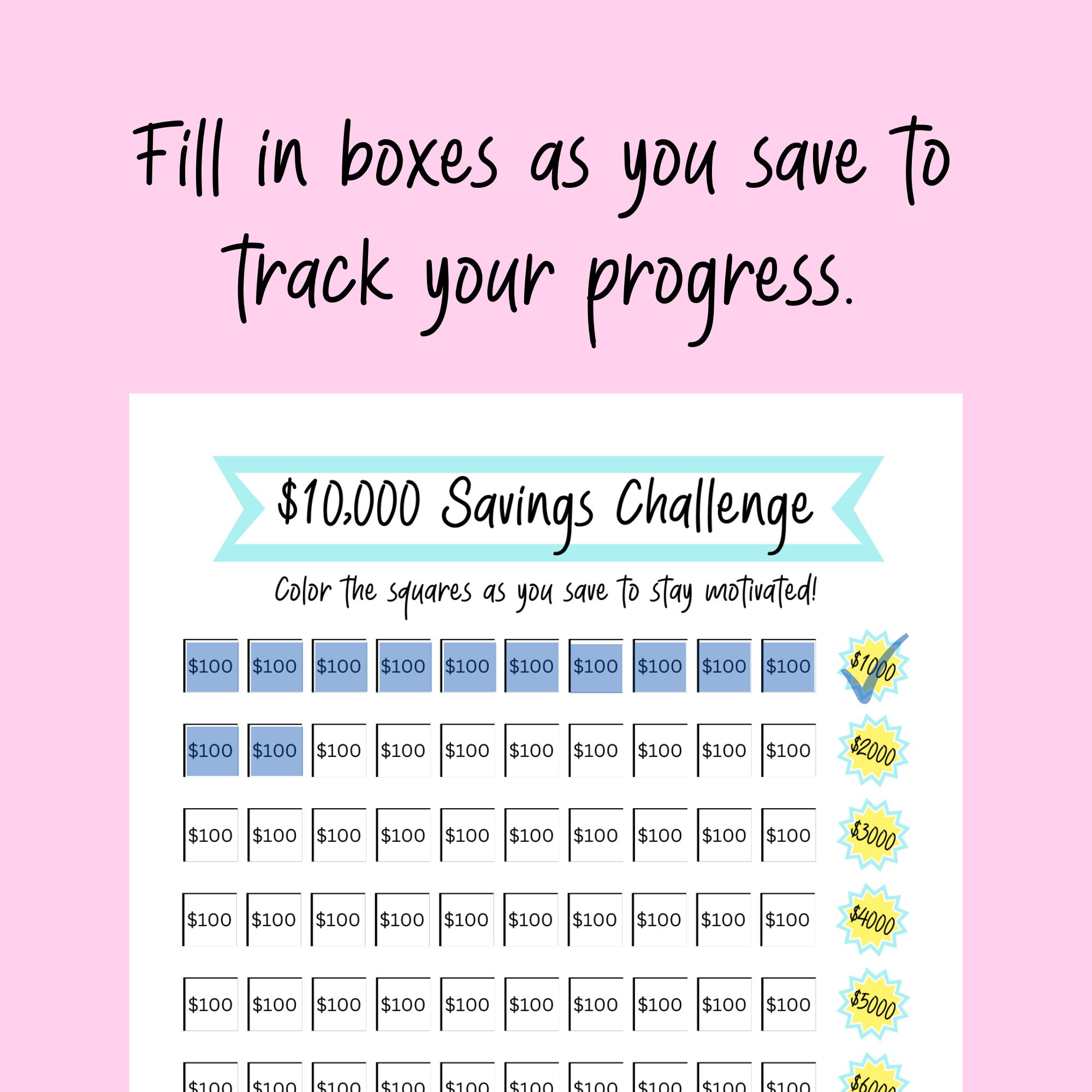 10k Savings Challenge, Save 10000, 10k Saving Tracker, Savings Planner ...