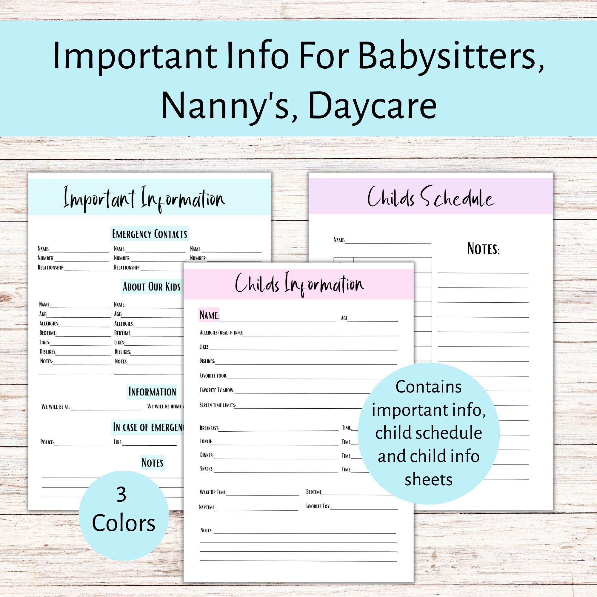 Babysitter Info Pack, Nanny Checklist, Babysitter Guide/planner ...