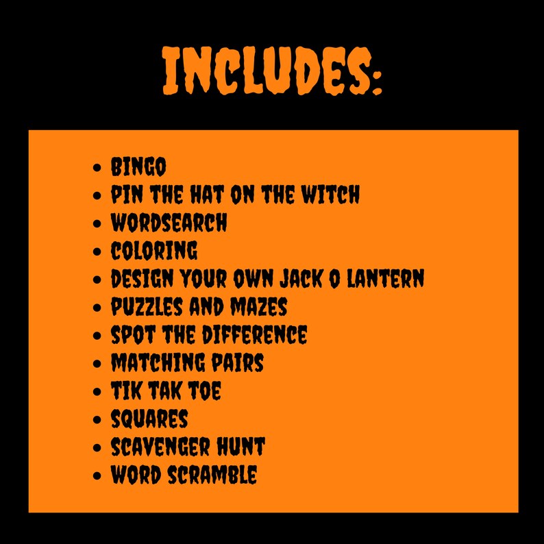 Printable Halloween Activity Pack, Halloween Party Games, Halloween ...
