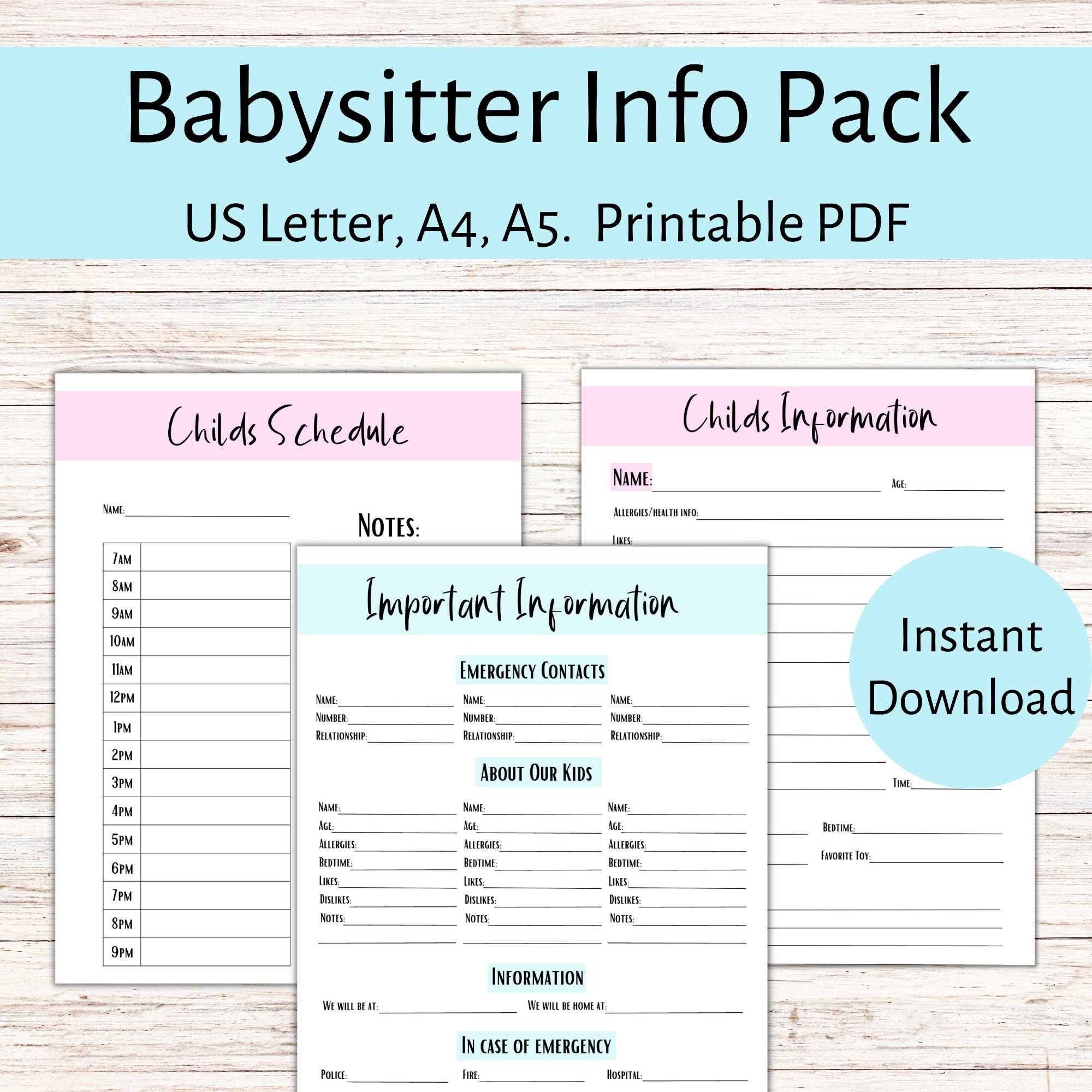 Babysitter Info Pack, Nanny Checklist, Babysitter Guide/planner ...