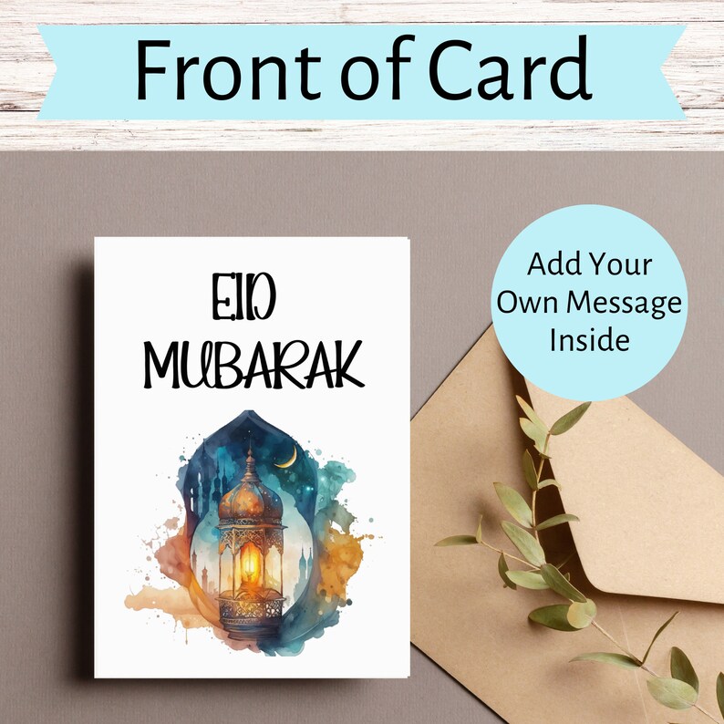 Eid Mubarak Greetings Card, Eid Card Printable, Last Minute Eid Gifts ...