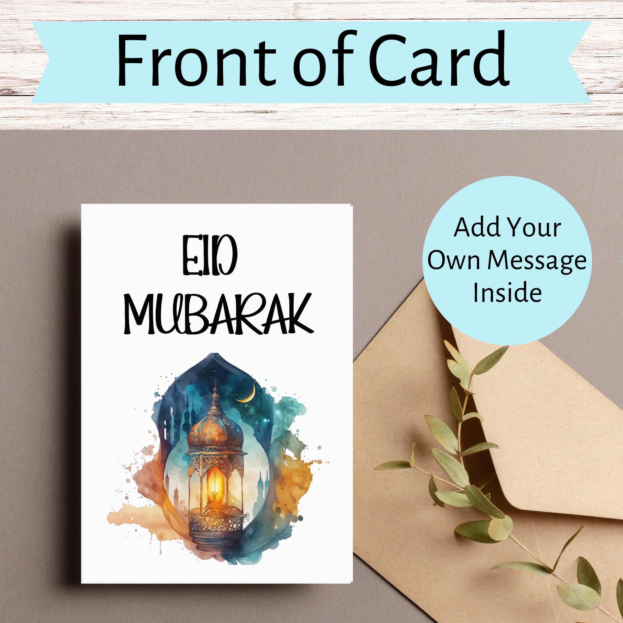 Eid Mubarak Greetings Card, Eid Card Printable, Last Minute Eid Gifts ...