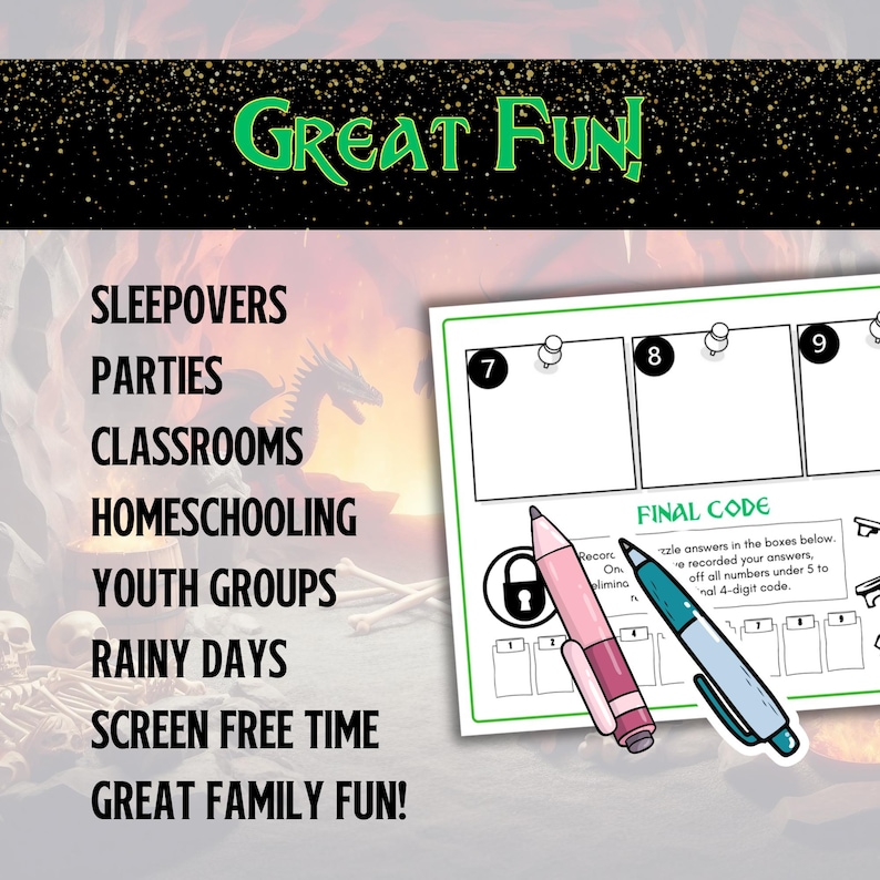 Dragons Lair Escape Room for Kids, Dragon Quest Activities for Children ...