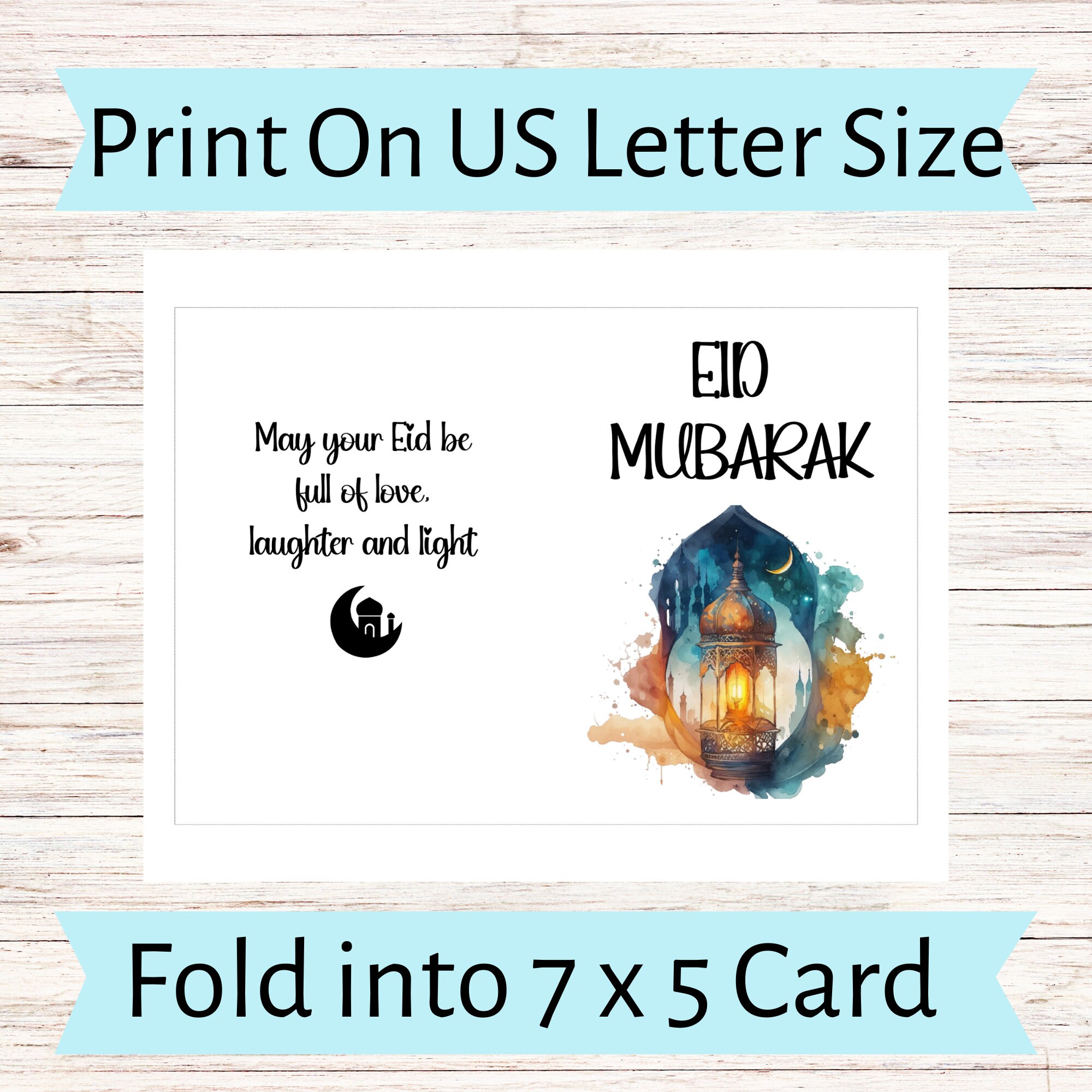 Eid Mubarak Greetings Card, Eid Card Printable, Last Minute Eid Gifts ...