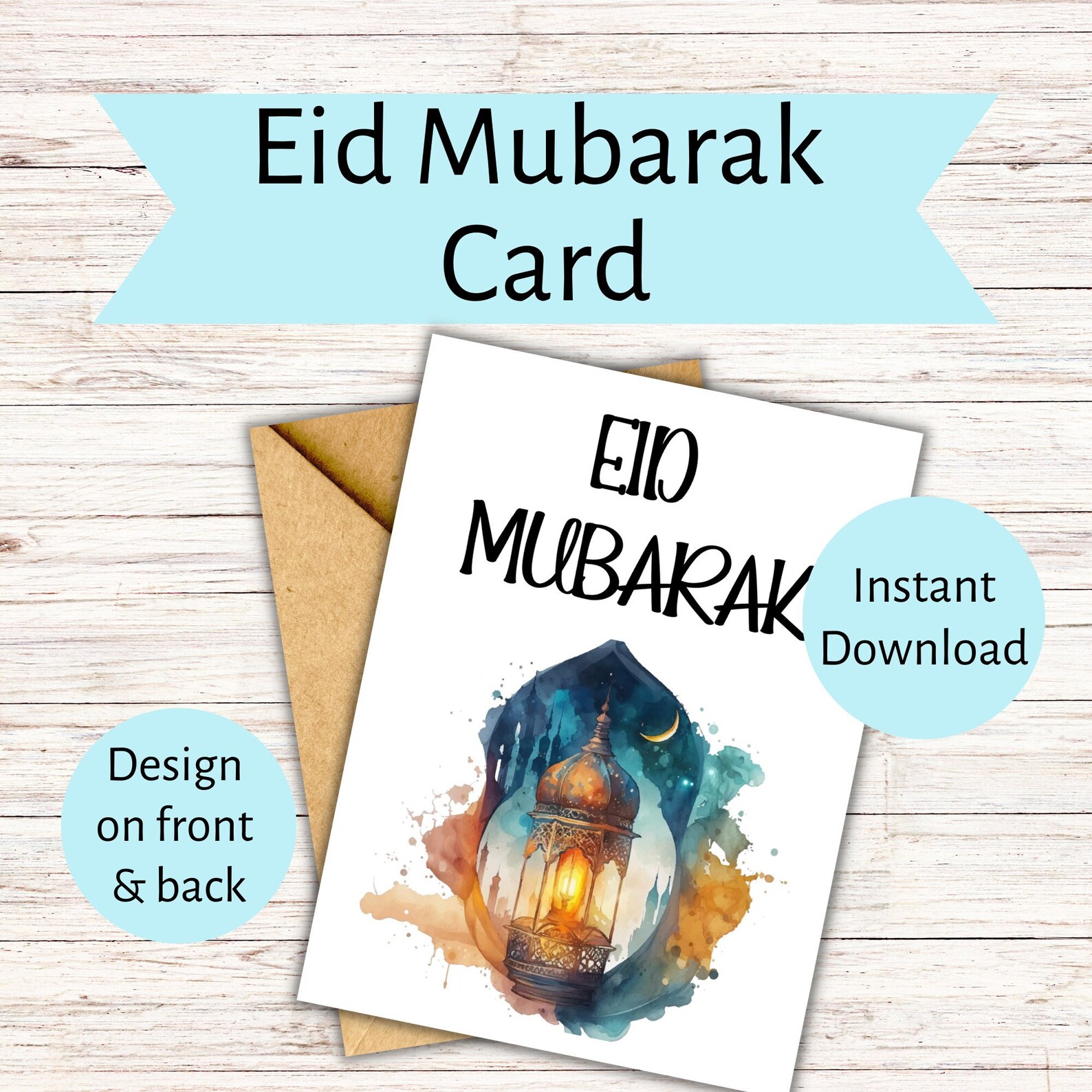 Eid Mubarak Greetings Card, Eid Card Printable, Last Minute Eid Gifts ...