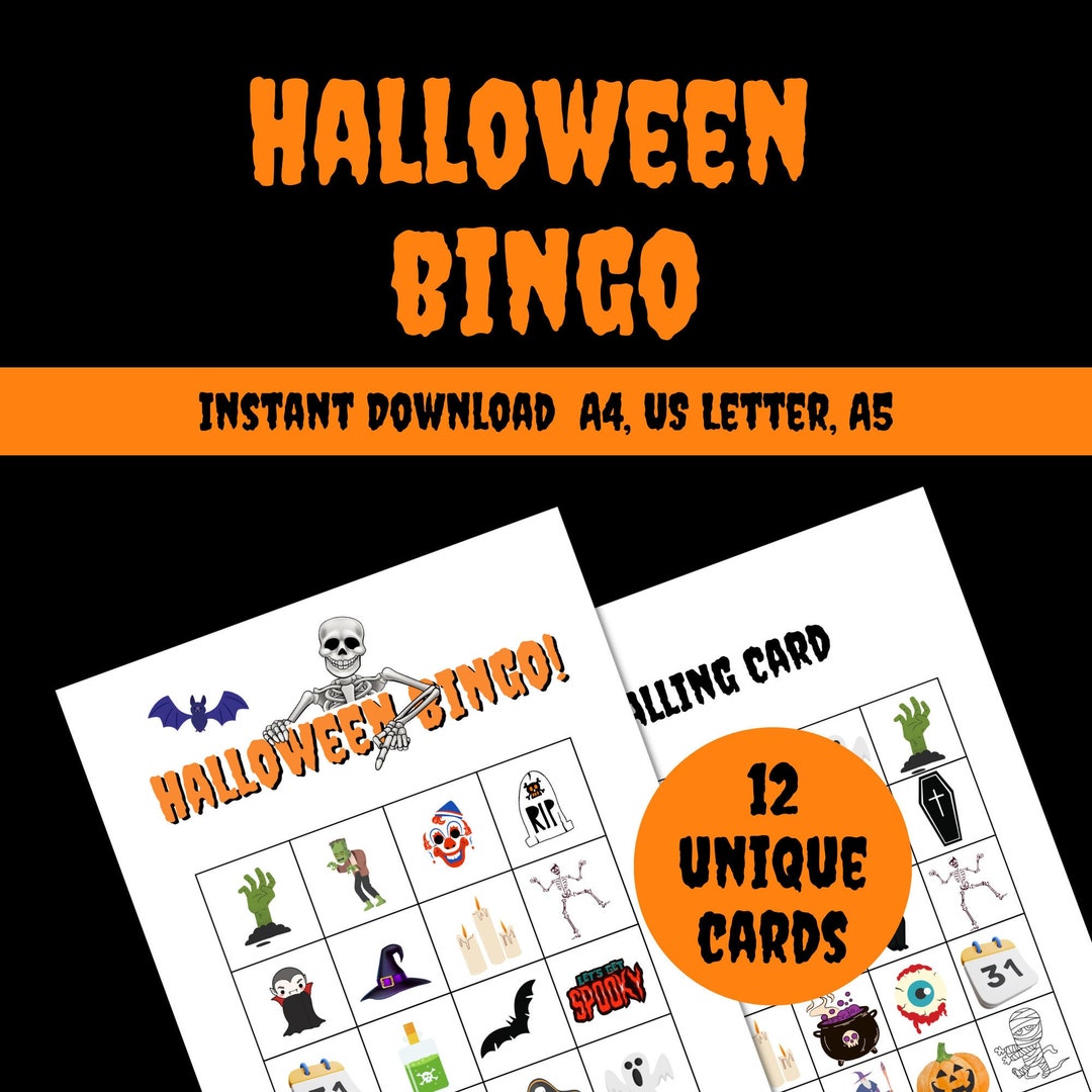 Printable Halloween Bingo Game, Halloween Party Games, Halloween Bingo ...