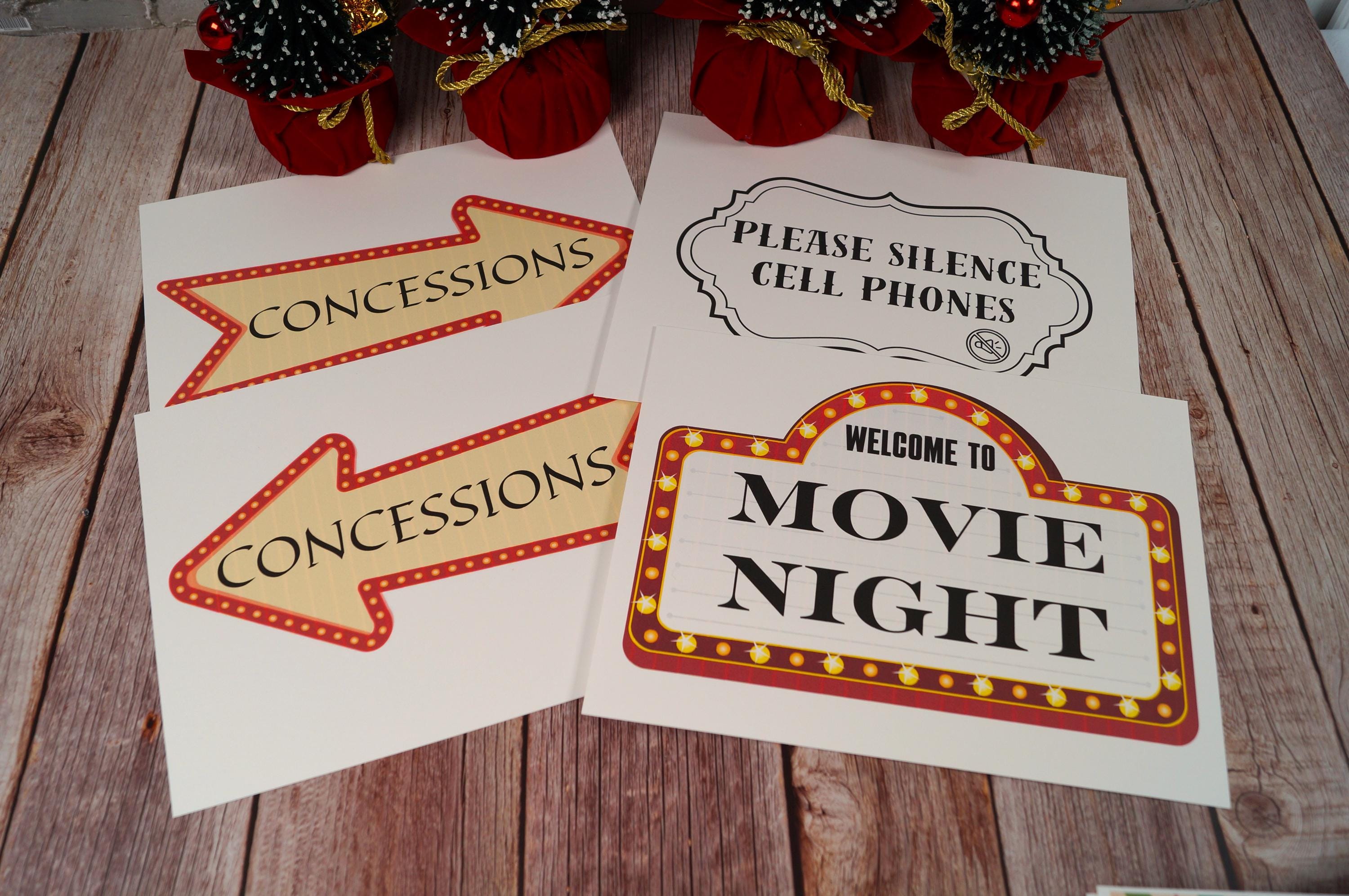 Movie Night Directional Signs: Printable Home Theater Decor (digital ...