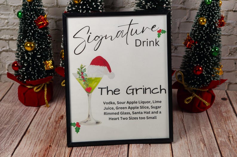 The Grinch Drink Sign: Editable Cocktail Party Sign - Etsy