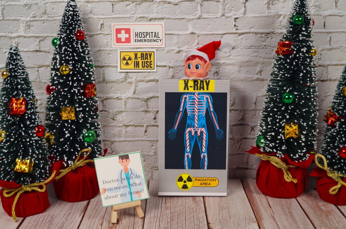 Funny Elf X-ray Print: Candy Cane Bones (digital Download) - Etsy