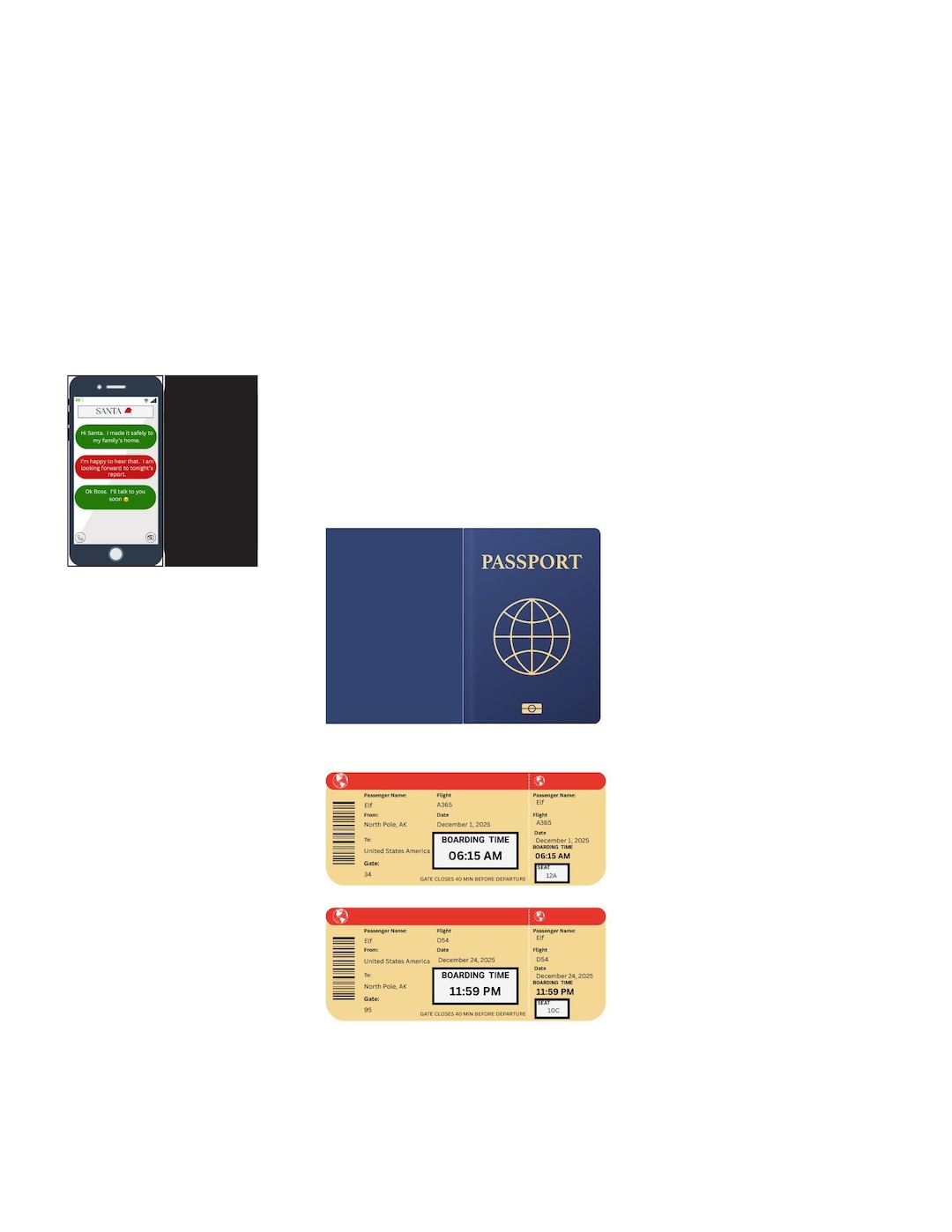 Miniature, Editable Cell Phone and Plane Tickets With Non-editable ...