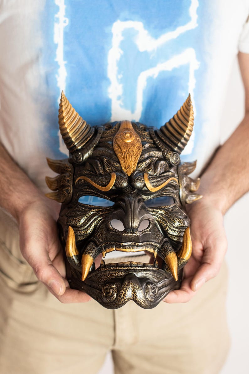 Samurai Oni Mask. Yokai. Mempo. Cosplay. Japanese Collectibles. LARP ...