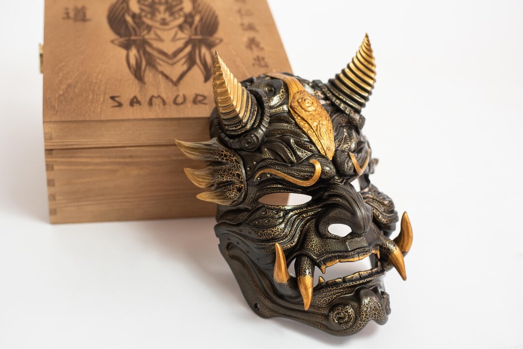Samurai Oni Mask. Yokai. Mempo. Cosplay. Japanese Collectibles. LARP ...