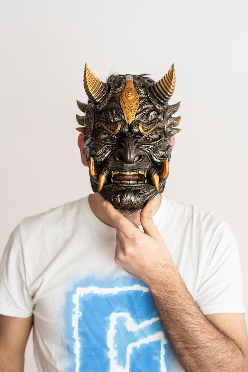 Samurai Oni Mask. Yokai. Mempo. Cosplay. Japanese Collectibles. LARP ...
