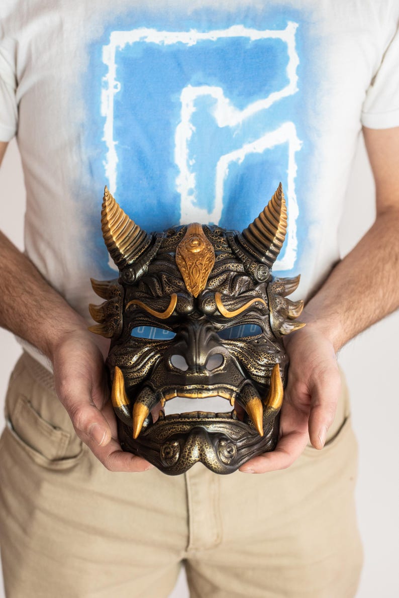 Samurai Oni Mask. Yokai. Mempo. Cosplay. Japanese Collectibles. LARP ...