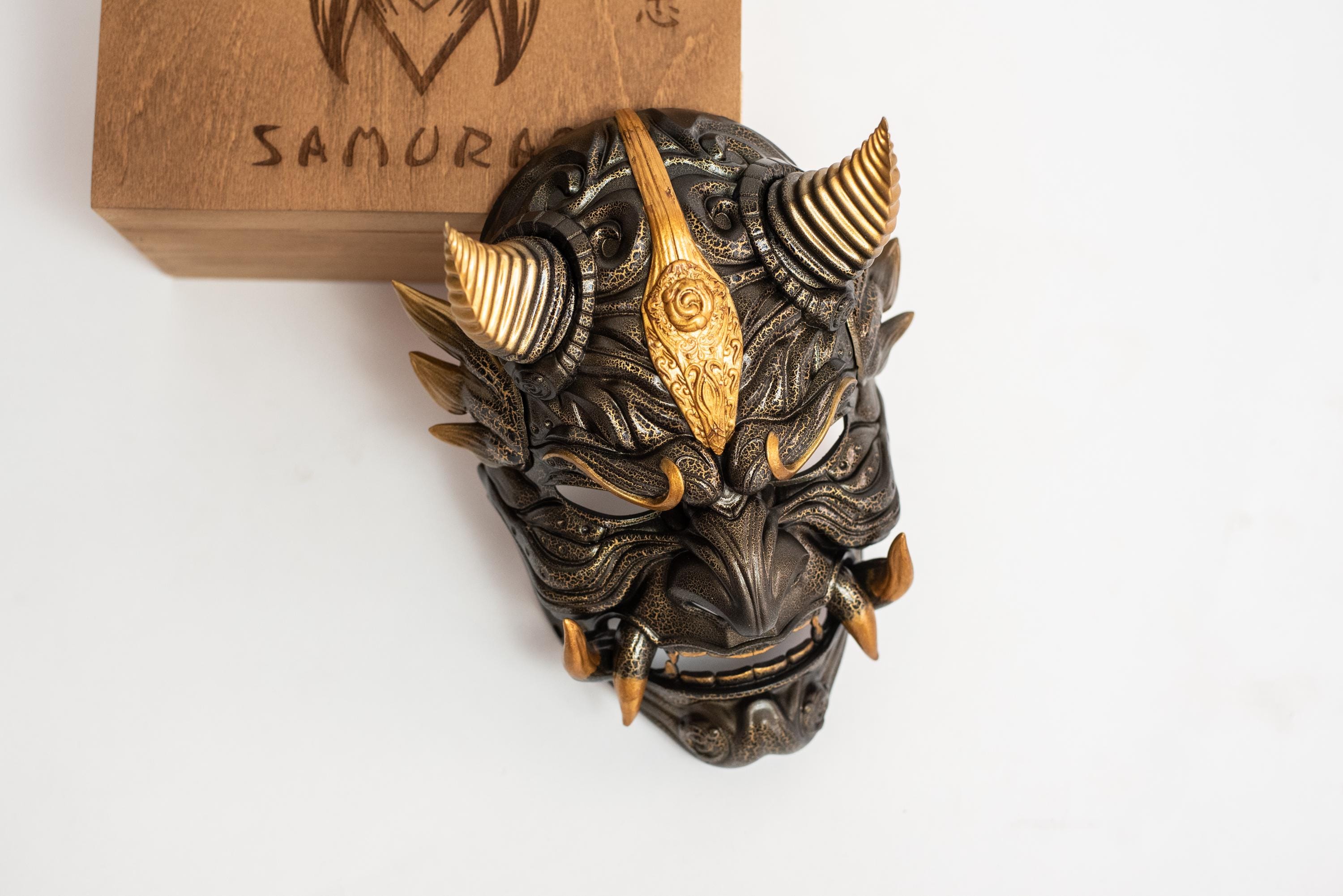 Samurai Oni Mask. Yokai. Mempo. Cosplay. Japanese Collectibles. LARP ...