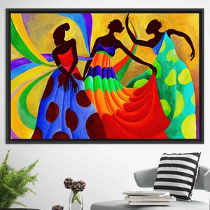 African Women Wall Decor, African Dancers Painting Canvas, Abstract ...
