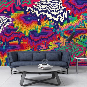 Psychedelic Drip Wall Mural: Colorful Trippy Tapestry - Etsy