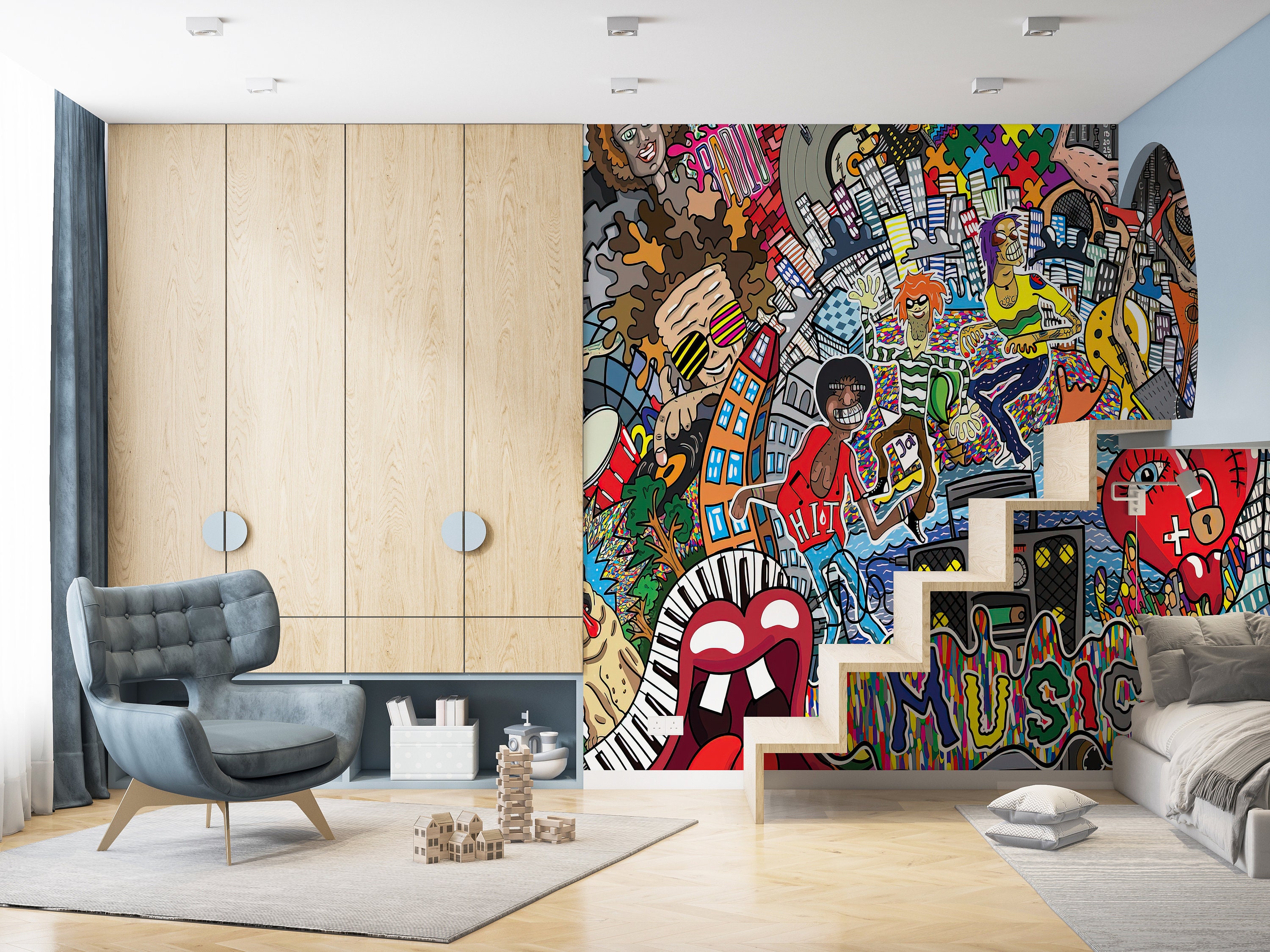 Graffiti Wall Paper Colorful Graffiti Wall Painting Colorful - Etsy