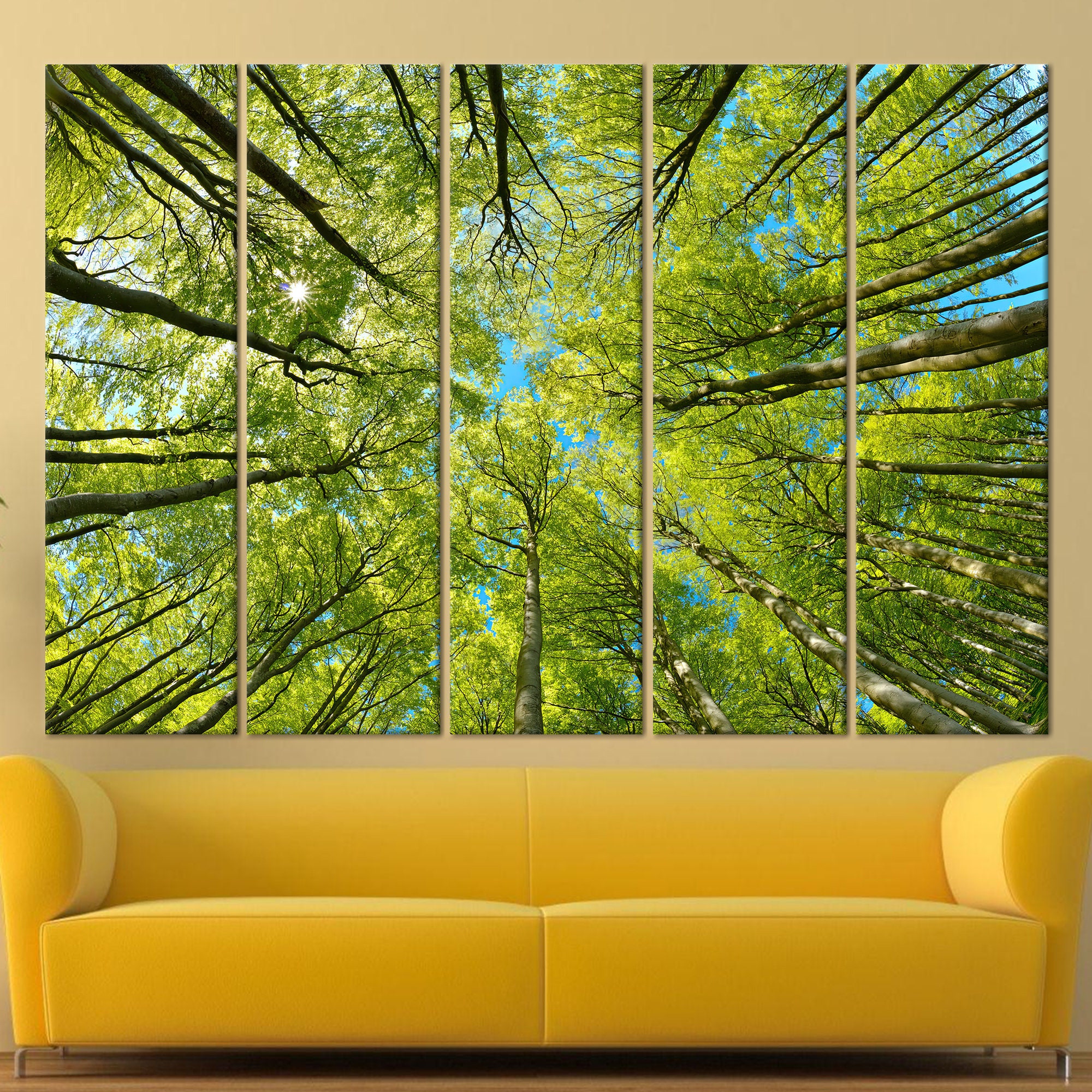 Tree View Artwork, Tree Branch Landscape Glass Wall, View Canvas Art ...
