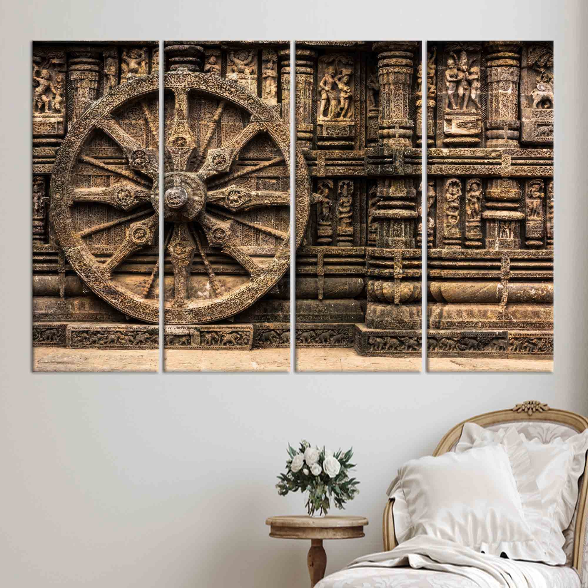 Konark Sun Temple Art: Indian Chakra Wall Decor, Tempered Glass - Etsy ...